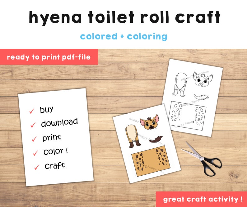 Hyena Toilet Paper Roll Craft African Animal Safari Party - Etsy