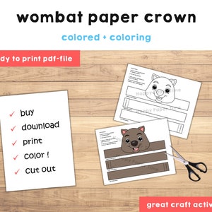 Wombat Paper Crown Australian Animal Template Coloring Activity ...