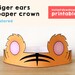 Tiger Ears Paper Crown Headband Party Coloring Printable Kids | Etsy