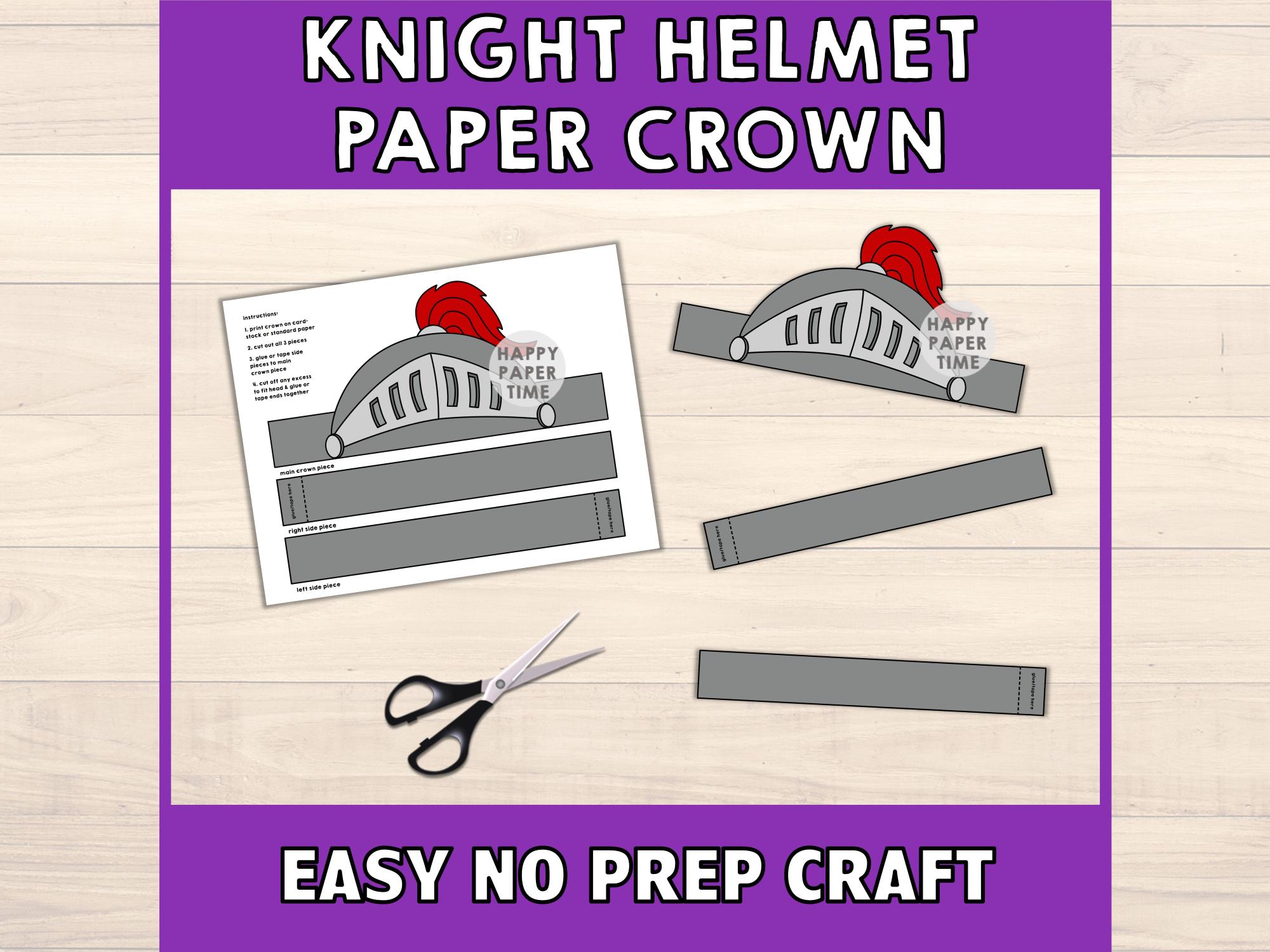 Knight Paper Helmet Crown Template Fantasy Party Headband Costume ...