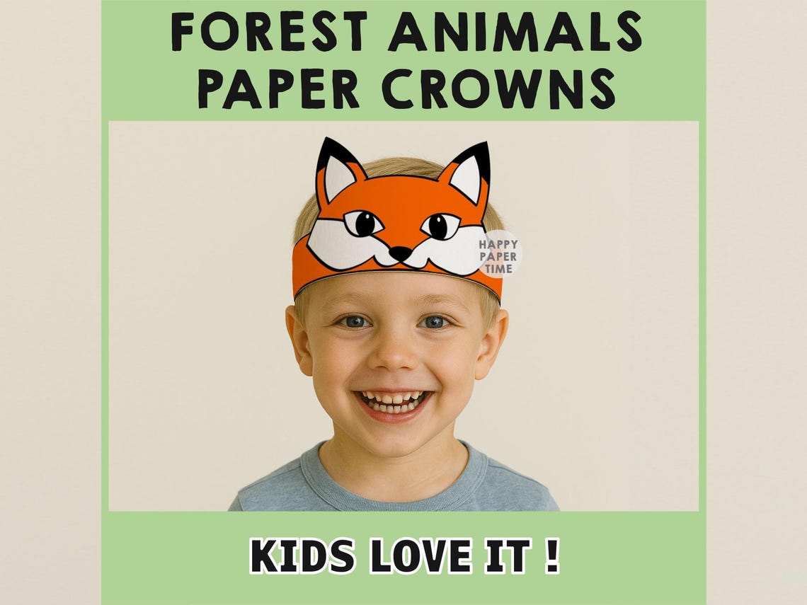 Woodland Animals Paper Crowns Activity Printable Kids Craft Woodland ...