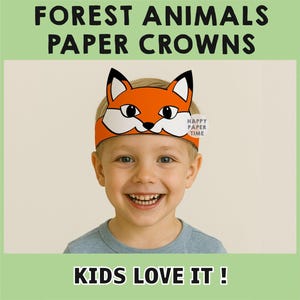 Woodland Animals Paper Crowns Activity Printable Kids Craft Woodland ...
