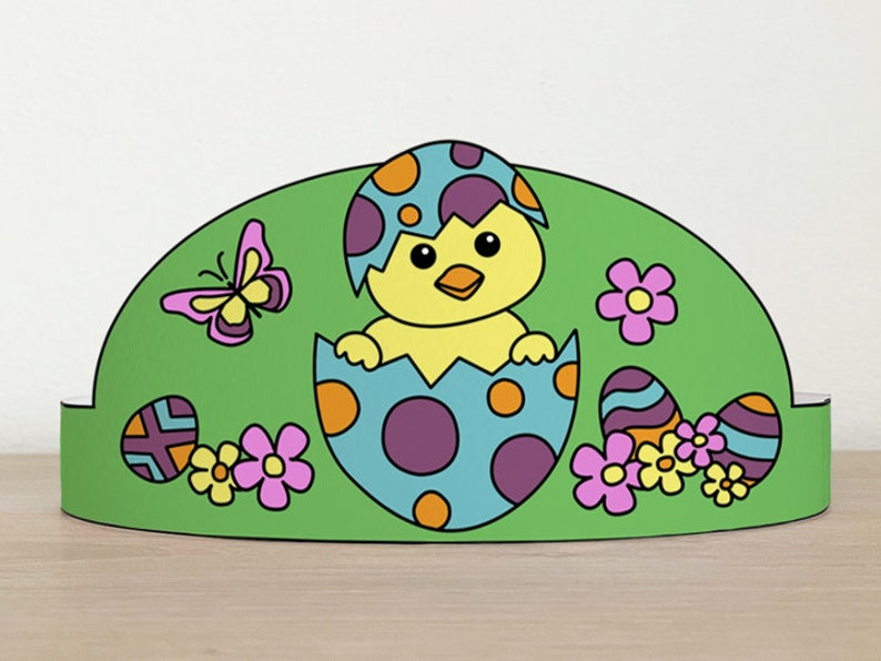 Easter Chick Eggs Hat Paper Crown Coloring Headband Easter Cut Out ...