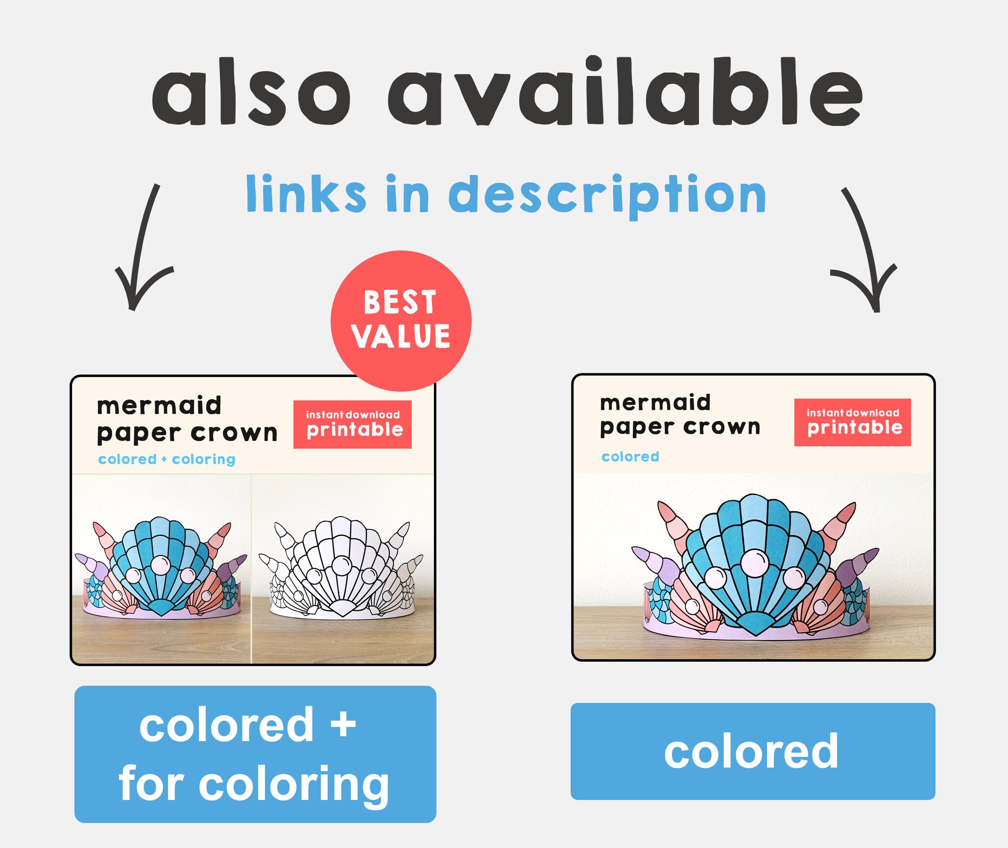 Mermaid Paper Crown Coloring Printable Kids Craft Mermaid - Etsy Australia