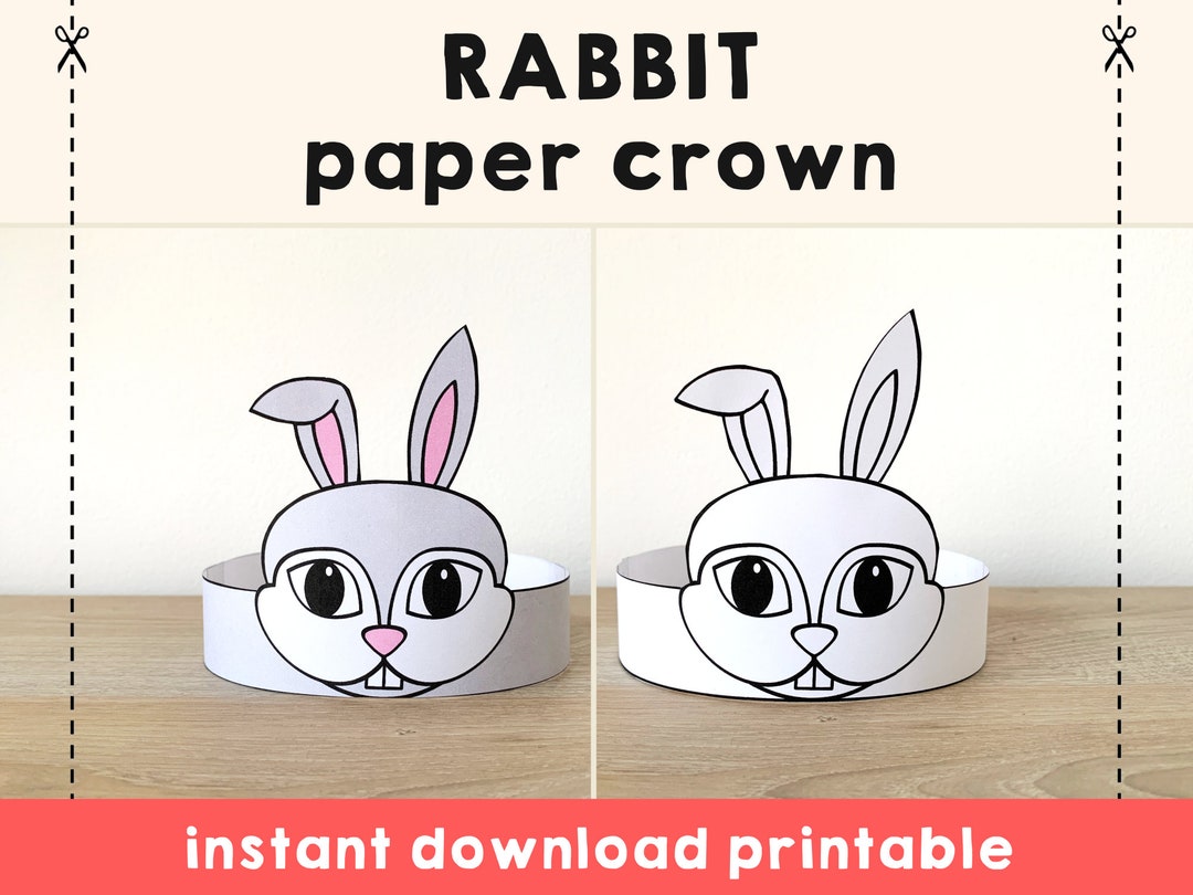 Rabbit Bunny Paper Crown Template Coloring Activity Printable Kids ...
