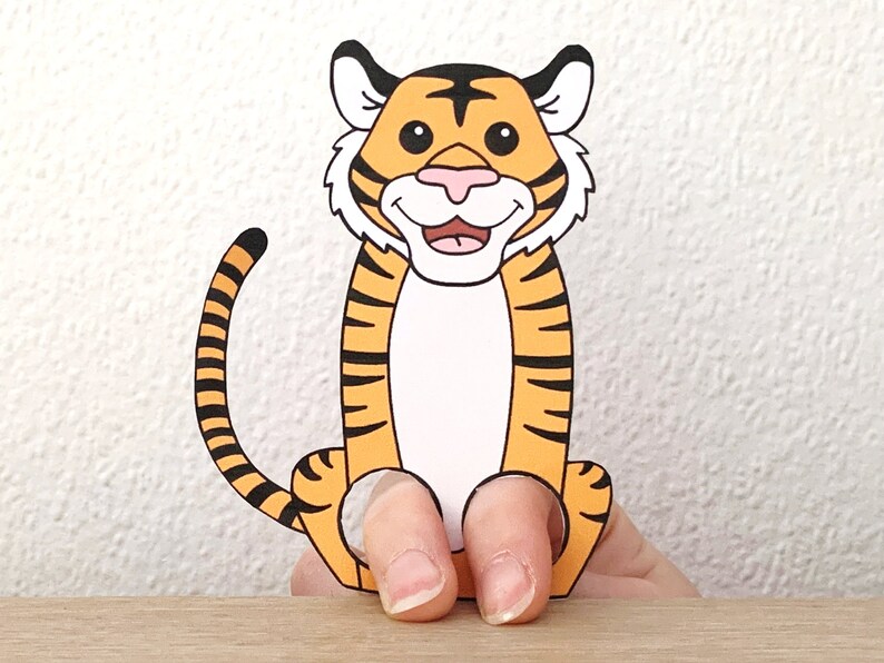Tiger Paper Craft Printable Asian Animal Finger Puppet Kids | Etsy
