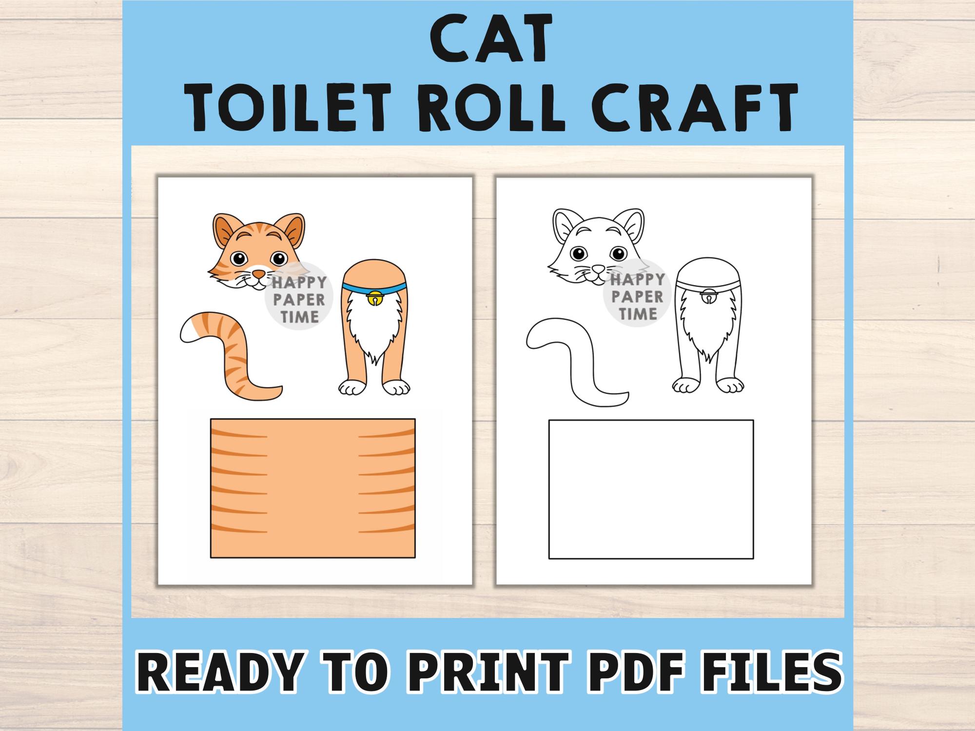 Cat Toilet Paper Roll Craft Kitten Pets Animal Party Coloring Printable ...