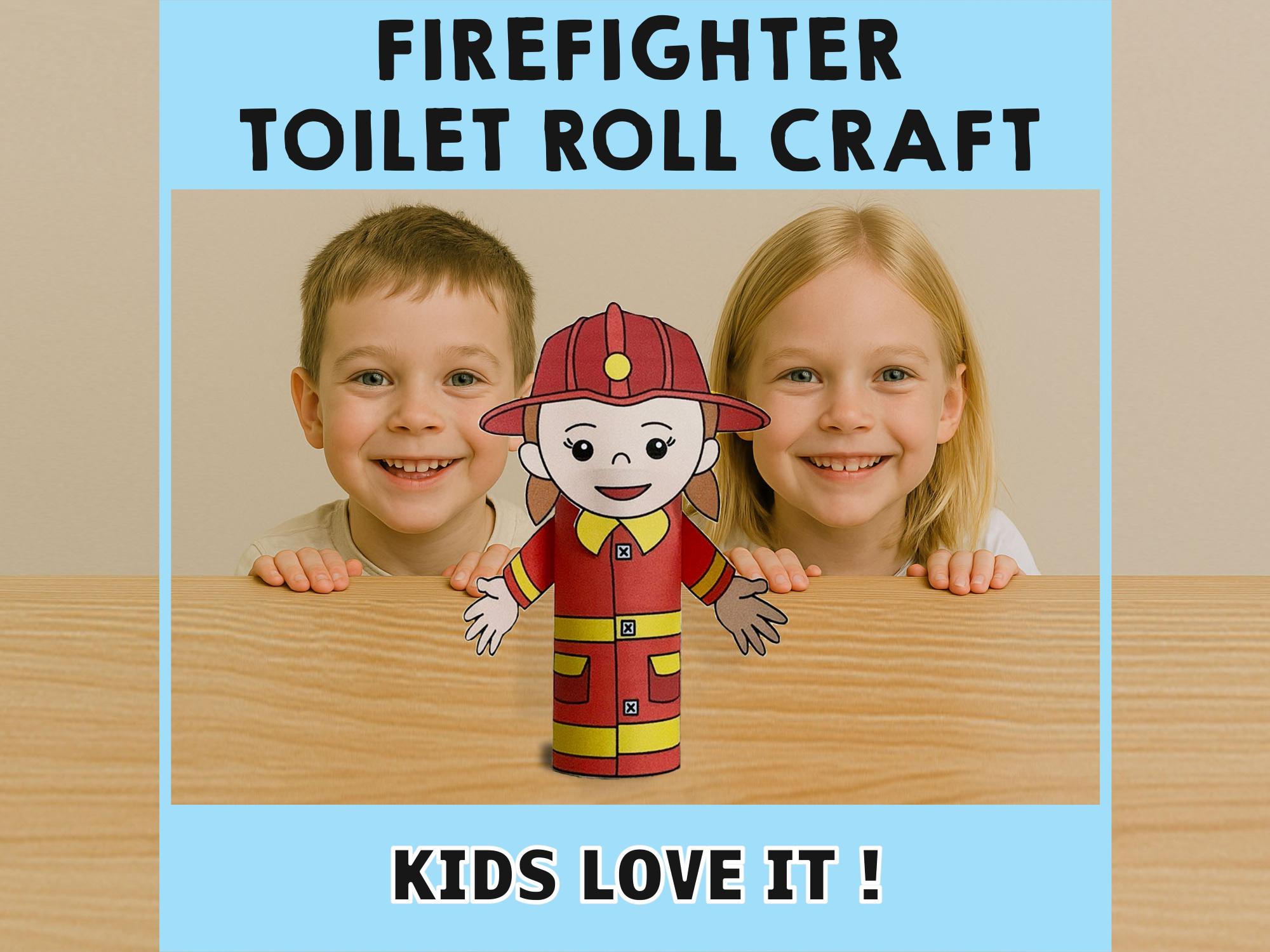 Firefighter Toilet Paper Roll Craft Fireman Party Coloring Printable ...