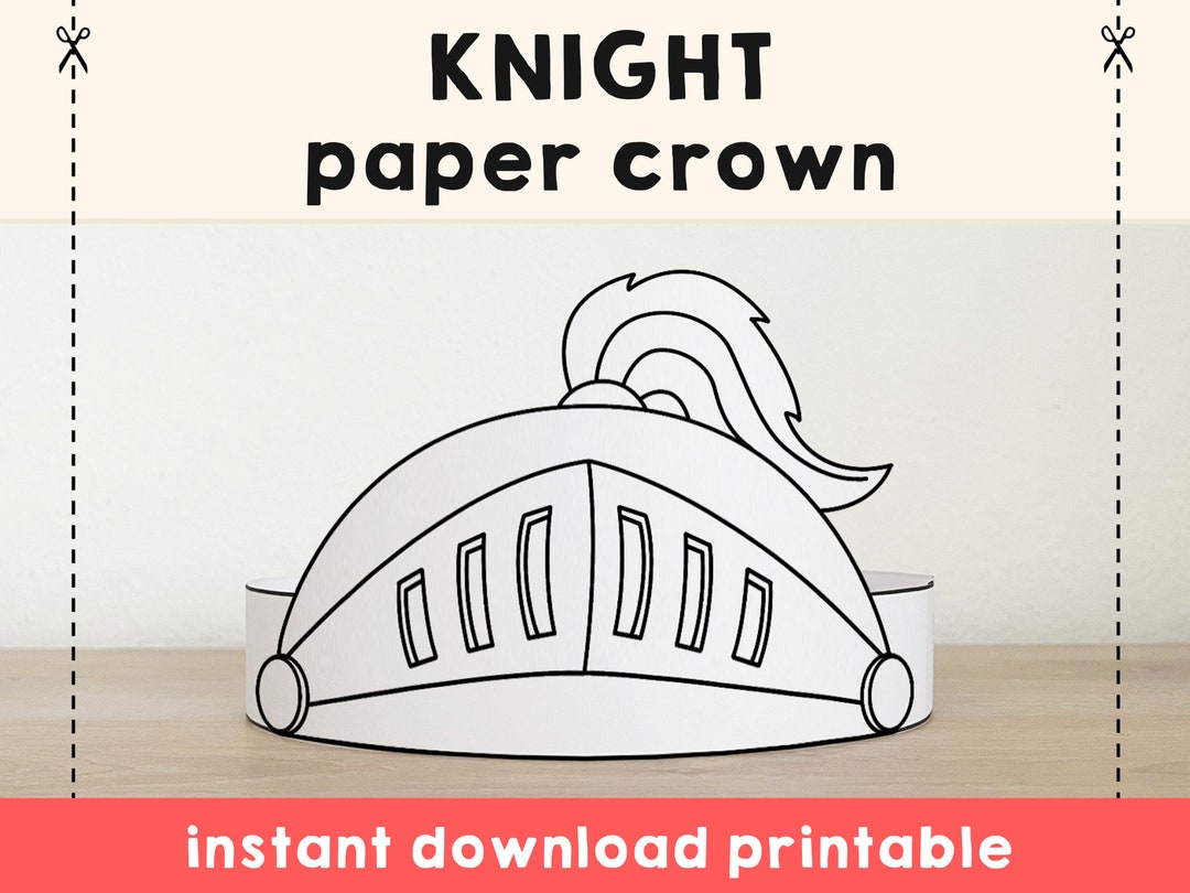 Knight Paper Helmet Crown Template Fantasy Party Headband Coloring ...