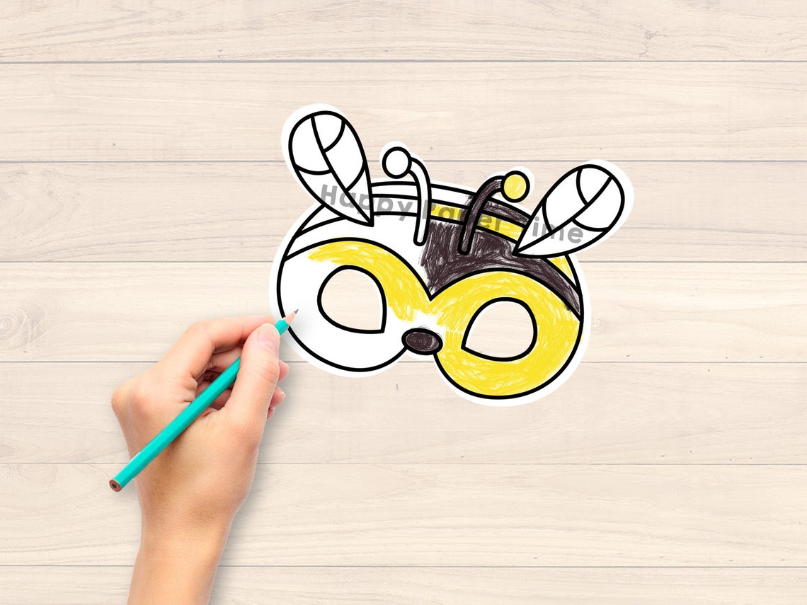 Bee Mask Costume Animal Mask Printable Party Favor Insect | Etsy
