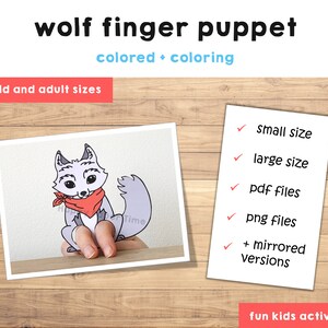 Wolf Paper Craft Printable Woodland Animal Finger Puppet Kids Craft ...