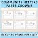 Community Helpers Paper Crown Headband Police Builder Farmer Nurse ...