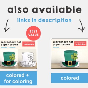 Leprechaun Hat Paper Crown Headband St Patrick's Day Party Coloring ...