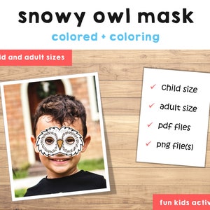 Snowy Owl Mask Paper Craft Costume Diy Polar Animal Mask Template Print ...
