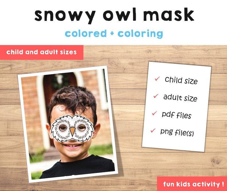 Snowy Owl Mask Paper Craft Costume Diy Polar Animal Mask - Etsy