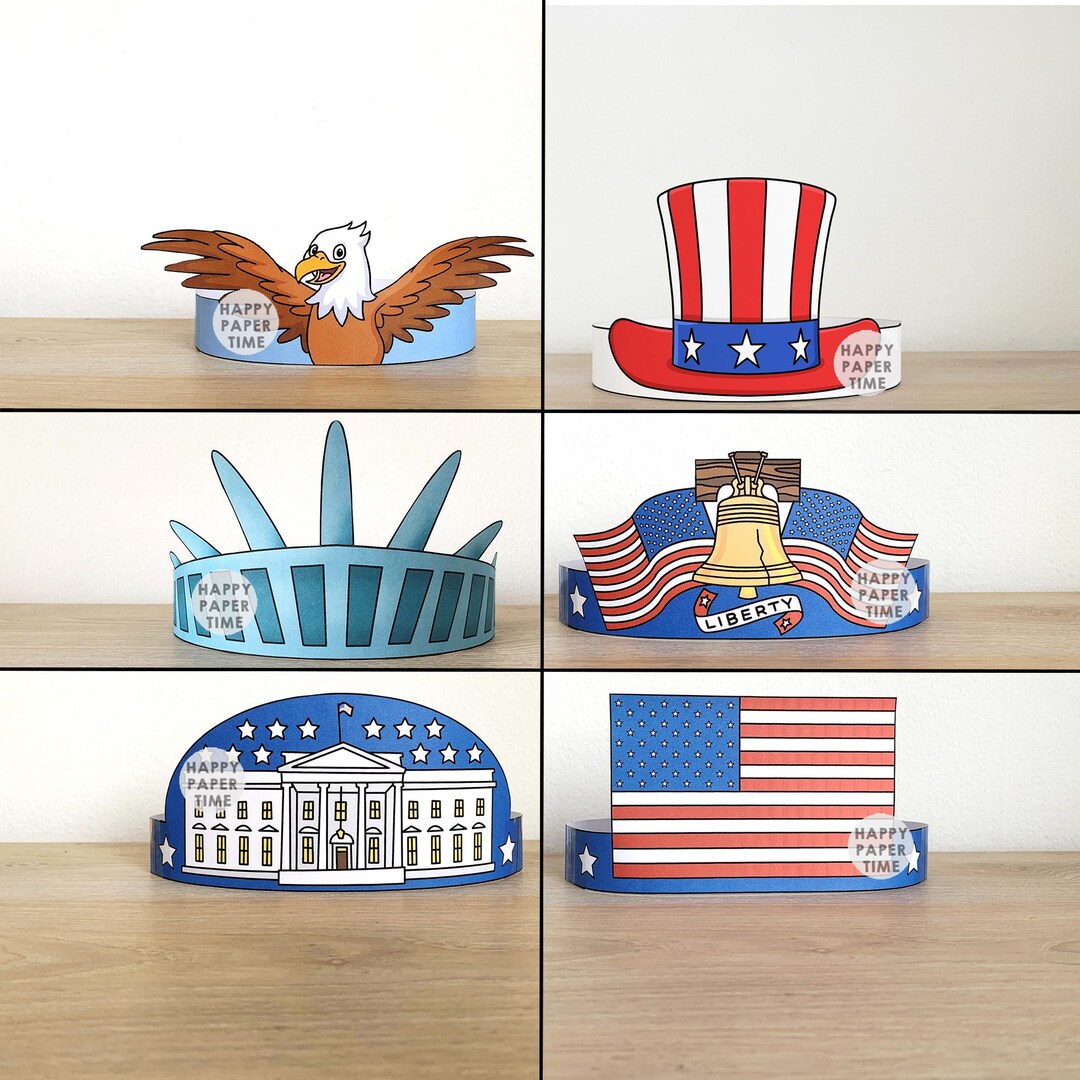 American Symbols Paper Crowns Flag 4th of July Patriotic Printable DIY ...