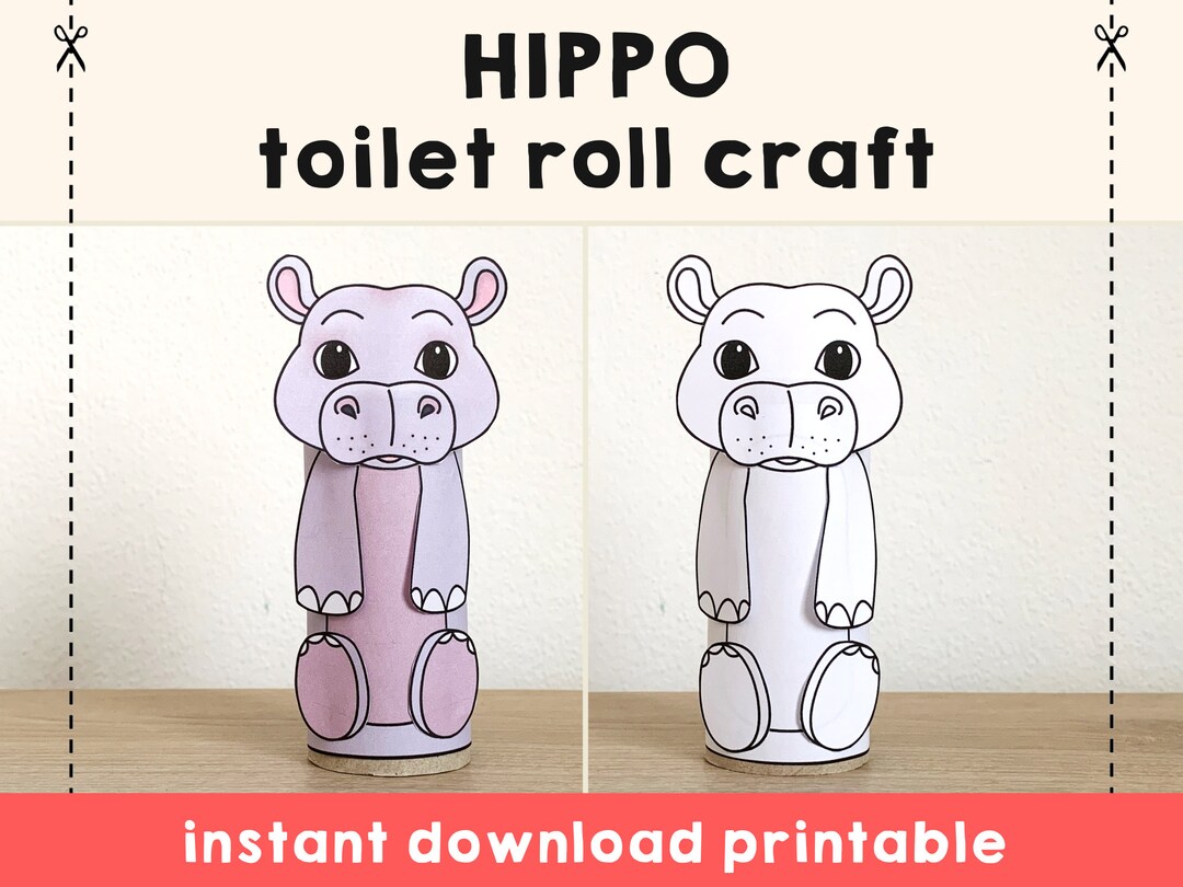 Hippo Toilet Paper Roll Craft African Animal Safari Party Coloring ...