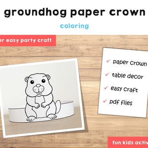 Groundhog Day Paper Crown Party Coloring Printable Kids Craft Spring ...