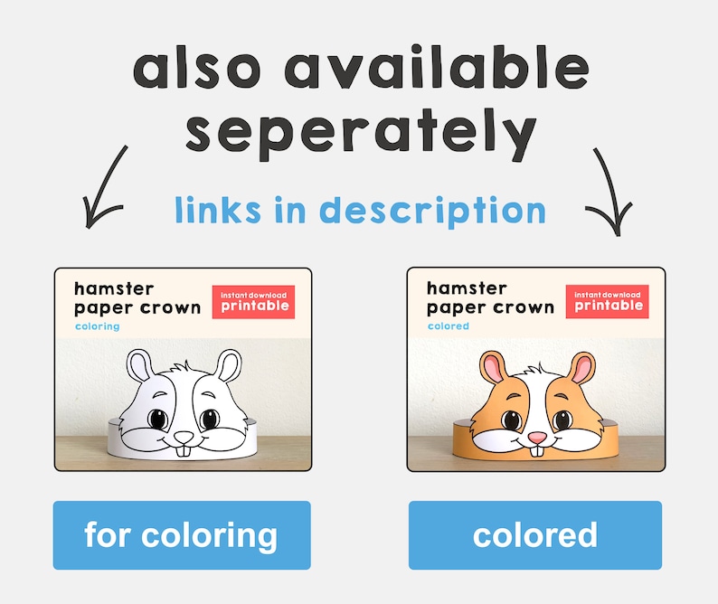 Hamster Paper Crown Headband Pet Animal Printable Kids Craft Rodent ...