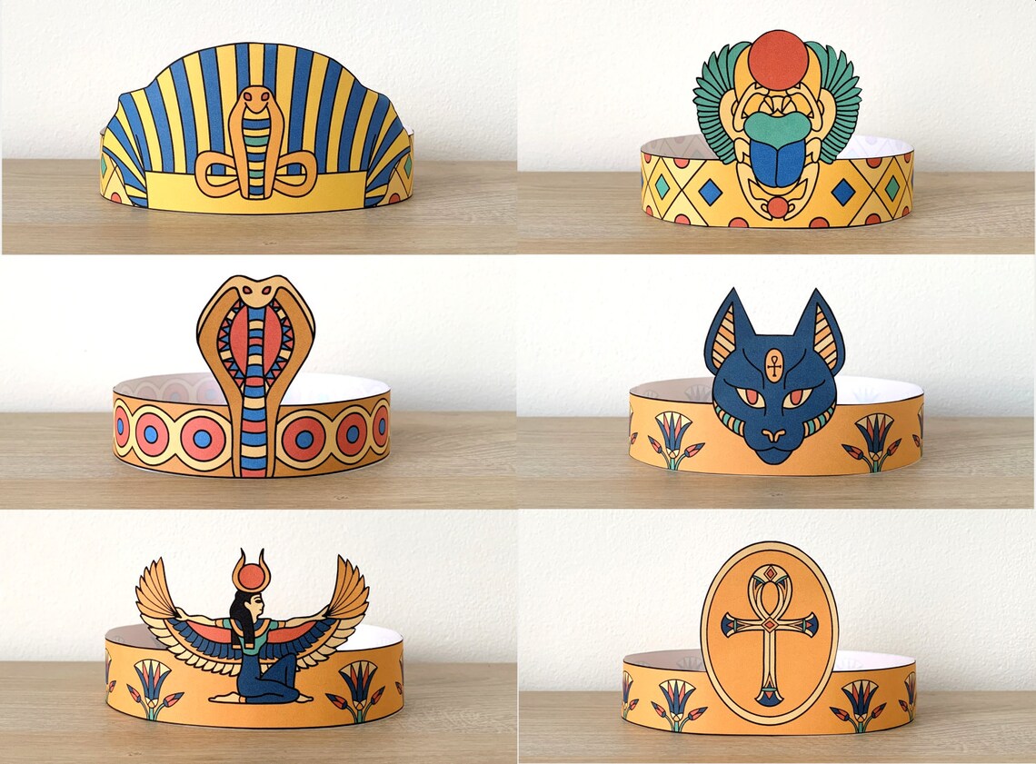 Ancient Egypt Paper Crowns Pharaoh Cobra Cleopatra Isis Scarab - Etsy