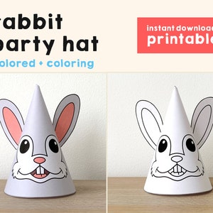 Rabbit Party Hat Paper Printable Template Print Farm Animal - Etsy
