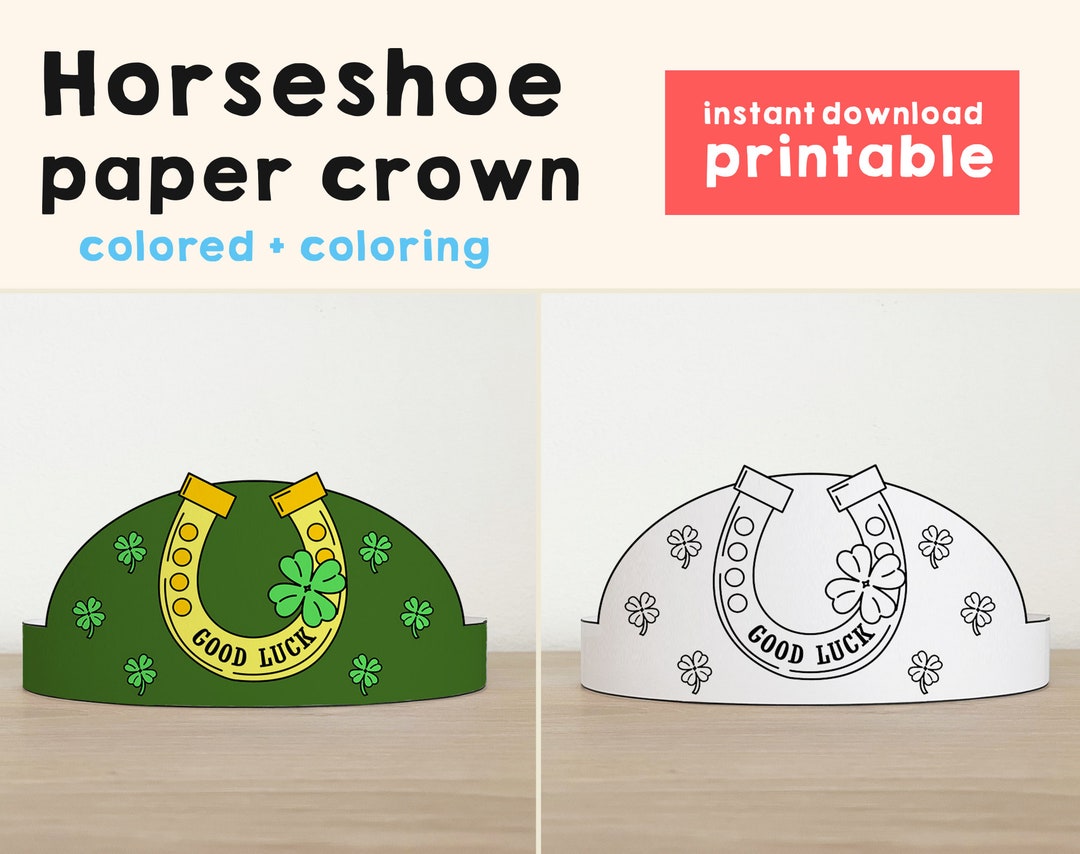 Lucky Horseshoe Paper Crown Headband St Patrick's Day Party Coloring ...