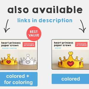 Heart Princess Paper Crown Party Activity Printable Kids Easy Craft ...