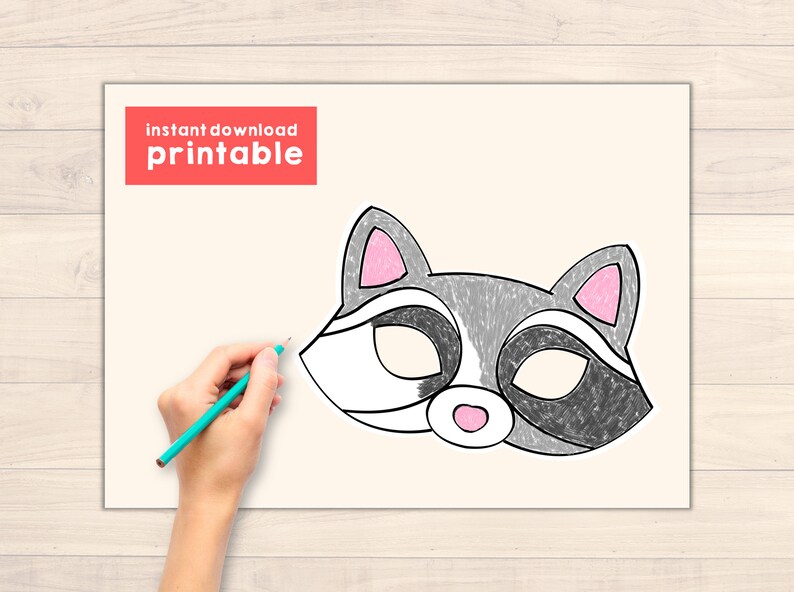 Raccoon Mask Animal Mask Printable Party Favor Woodland Party | Etsy