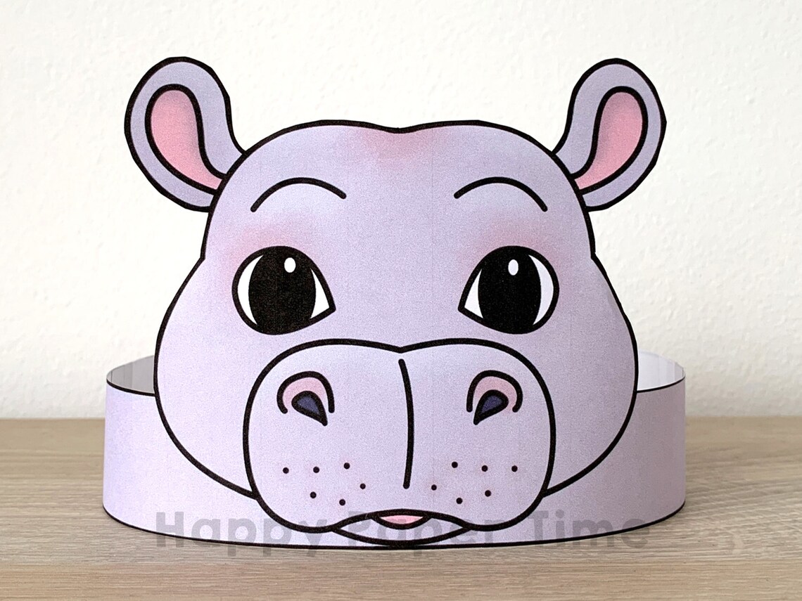 Hippo Paper Crown Party Coloring Printable Kids Craft African - Etsy