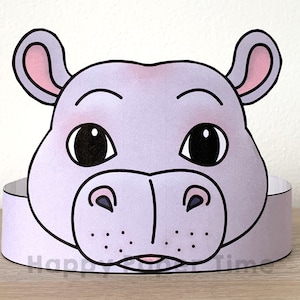 Hippo Paper Crown Party Coloring Printable Kids Craft African Birthday ...
