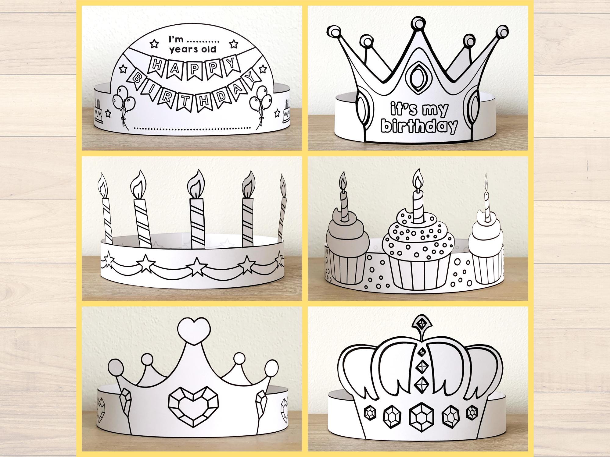 Happy Birthday Paper Crowns Party B-day Printable Kids Craft Birthday ...