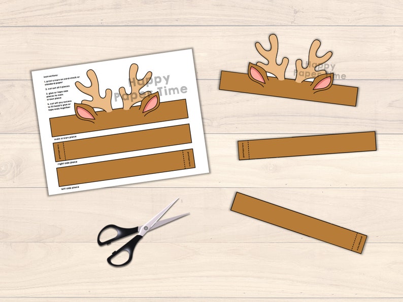 Reindeer Paper Crown Hat Christmas Winter Holiday Party - Etsy