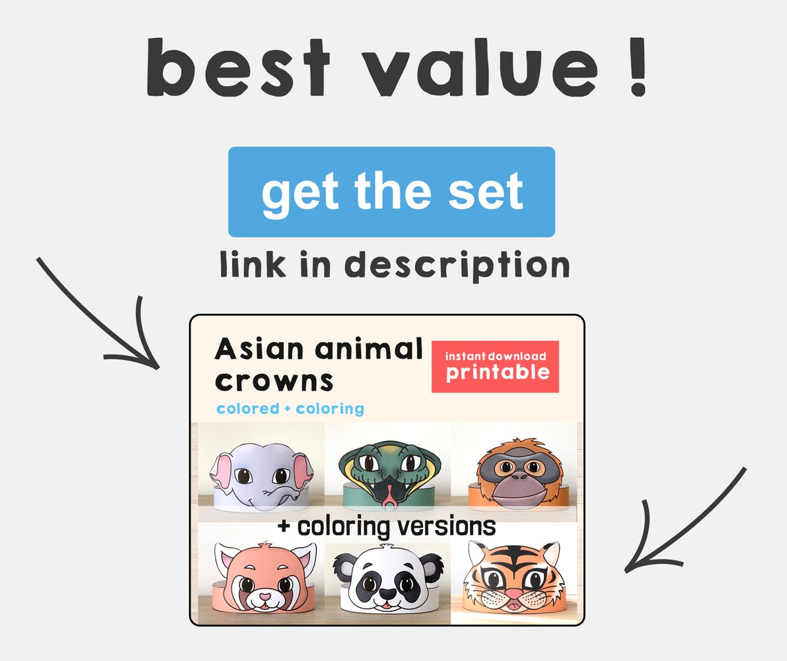 Red Panda Paper Crown Party Coloring Printable Kids Craft | Etsy