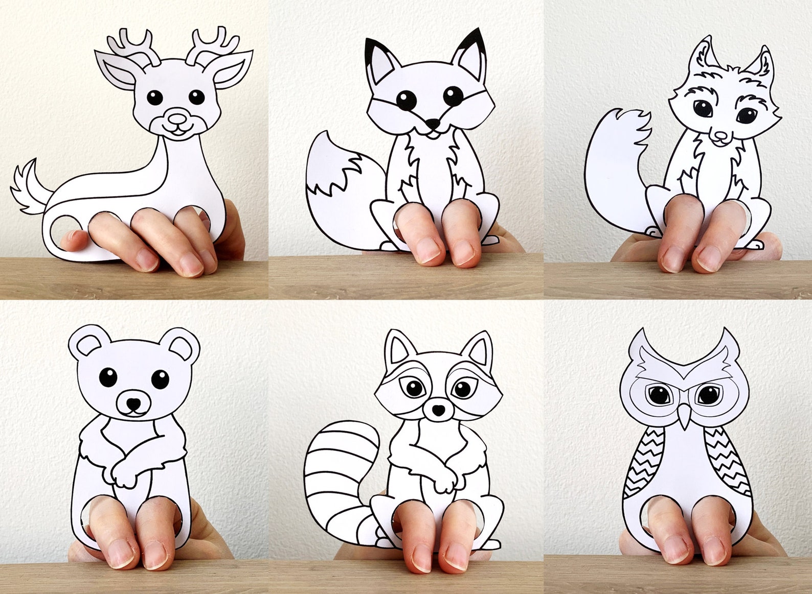 Woodland Animal Paper Craft Printable Finger Puppet Template - Etsy