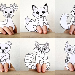 Woodland Animal Paper Craft Printable Finger Puppet Template Kids Craft ...