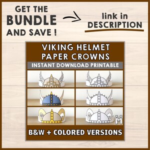 Viking Helmet Paper Crown Coloring Printable Kid Craft Birthday Party ...