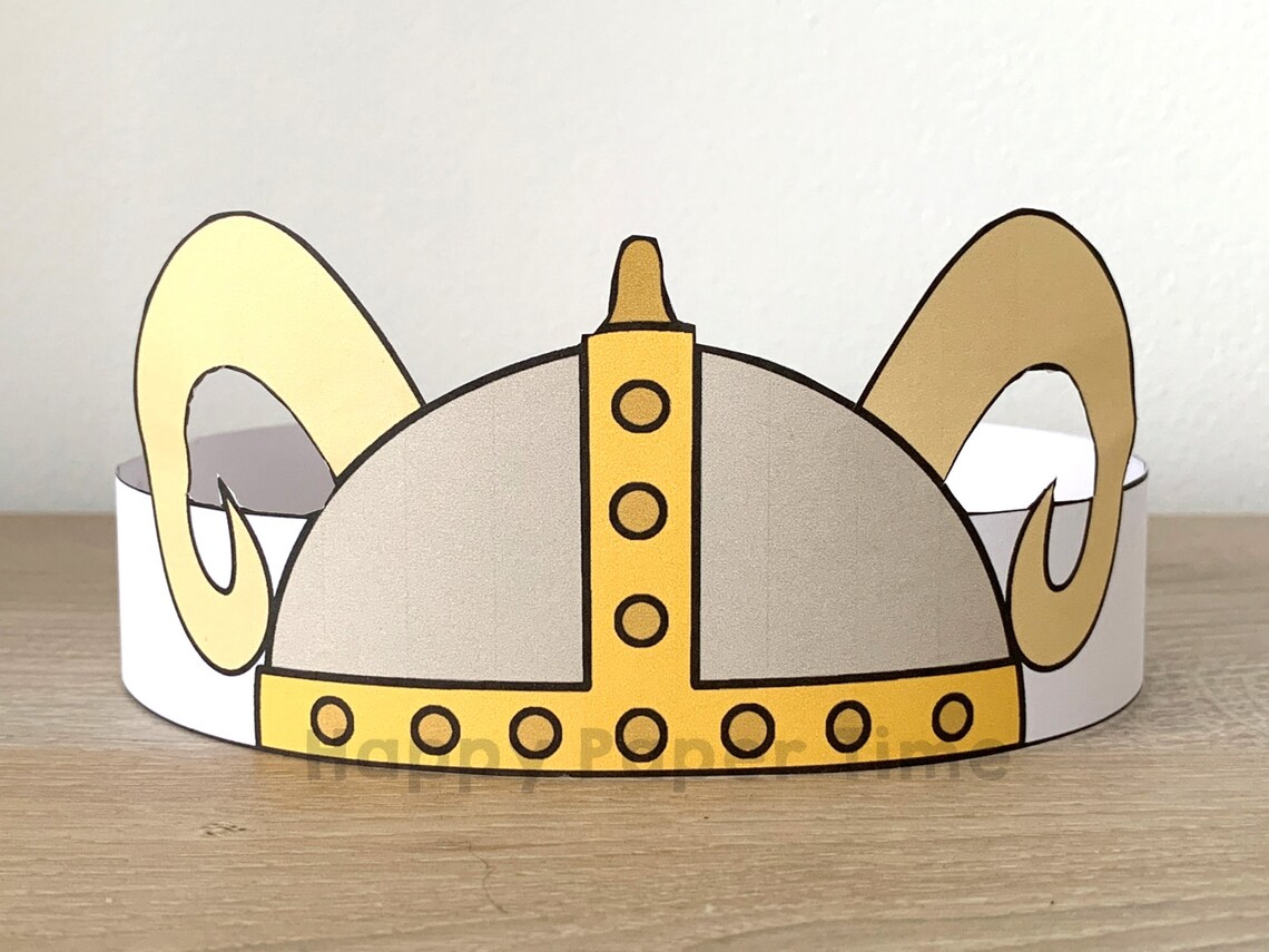Viking Paper Crown Activity Printable Kids Craft Helmet Medieval ...