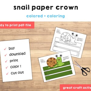 Snail Paper Crown Headband Party Coloring Printable Kids Craft Bug ...