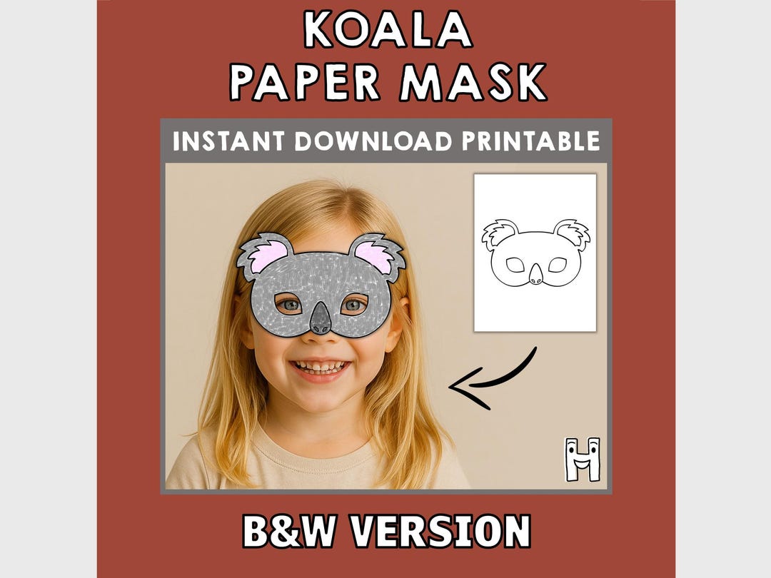 Koala Mask Paper Craft Printable Costume Kids Activity Australia ...