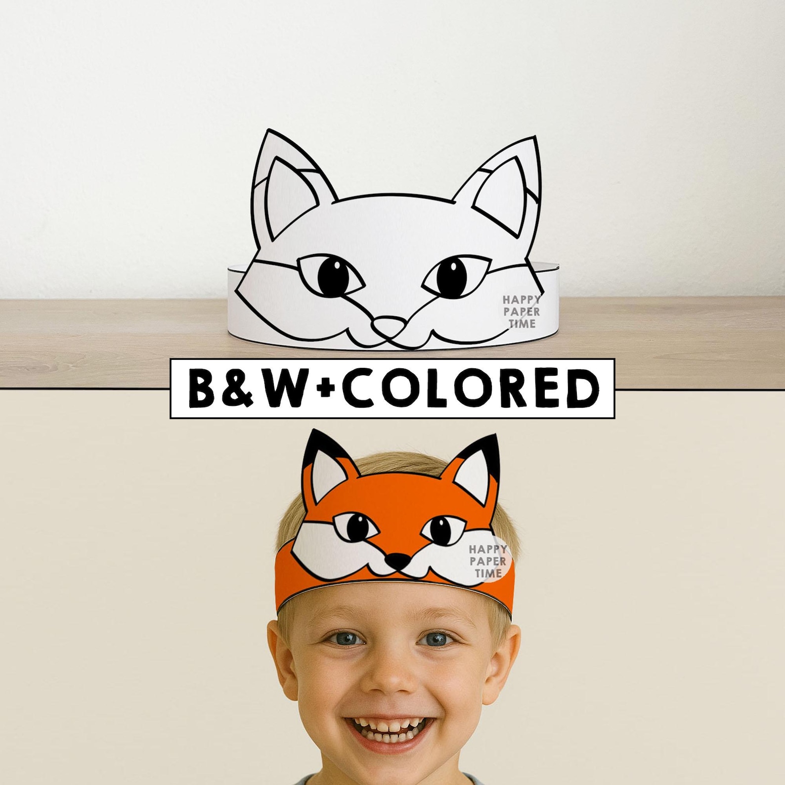Fox Paper Crown Activity Coloring Printable Kids Craft Woodland Forest ...