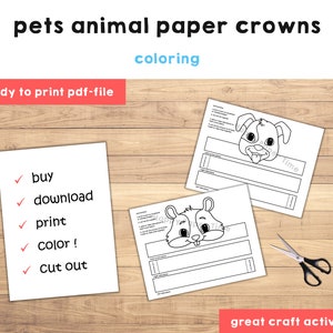 Pets Animals Paper Crowns Dog Cat Hamster Parrot Goldfish Bunny ...