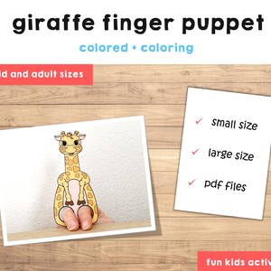 Giraffe Paper Craft Printable African Animal Finger Puppet Kids Craft ...