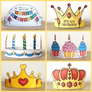 Happy Birthday Paper Crowns Party B-day Printable Celebration Kids ...
