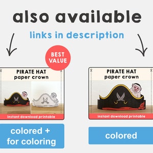 Pirate Hat Paper Crown Template Pirate Captain Party Headband Coloring ...