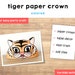 Tiger Paper Crown Party Printable Kids Craft Tiger Birthday Gift Favor ...