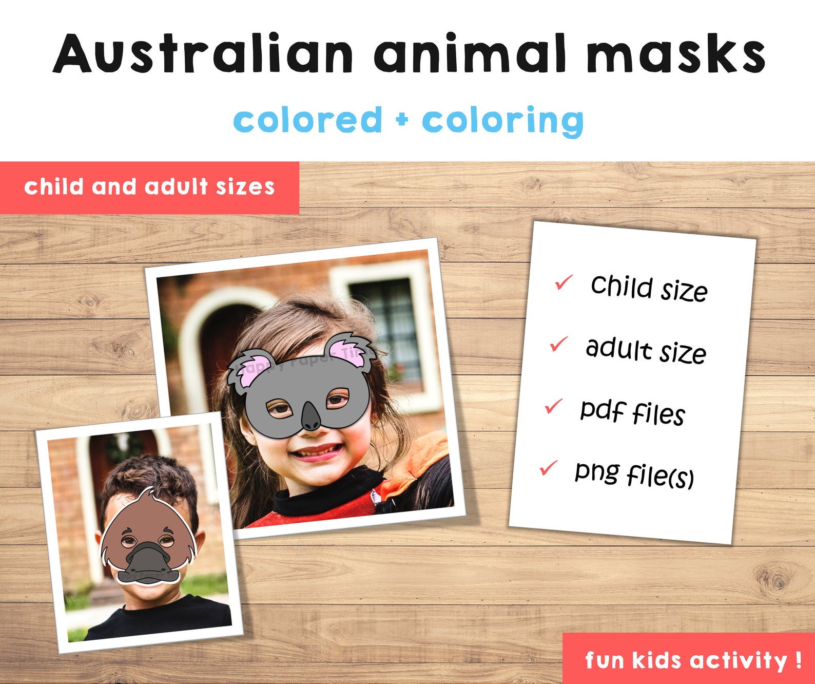 Koala Mask Kangaroo Mask Australian Animal Mask Crafting | Etsy