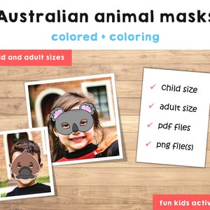 Koala Mask, Kangaroo Mask, Australian Animal Mask, Crafting Party Favor ...