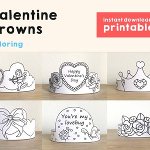 Valentine Paper Crowns Headbands Party Activity Printable Kids Easy ...