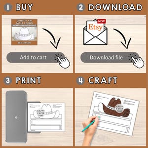Cowboy Hat Paper Crown Party Coloring Printable Kids Craft Wild West ...