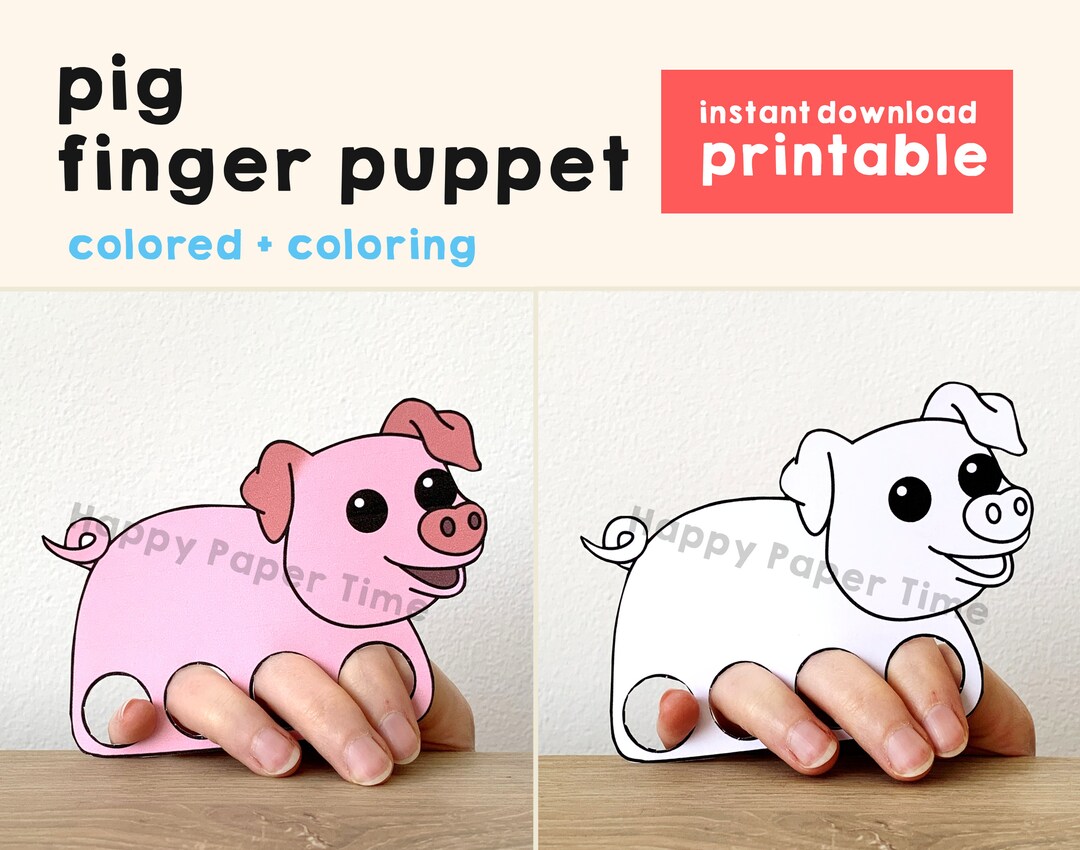 Pig Paper Craft Printable Farm Animal Finger Puppet Kids Craft Farm ...